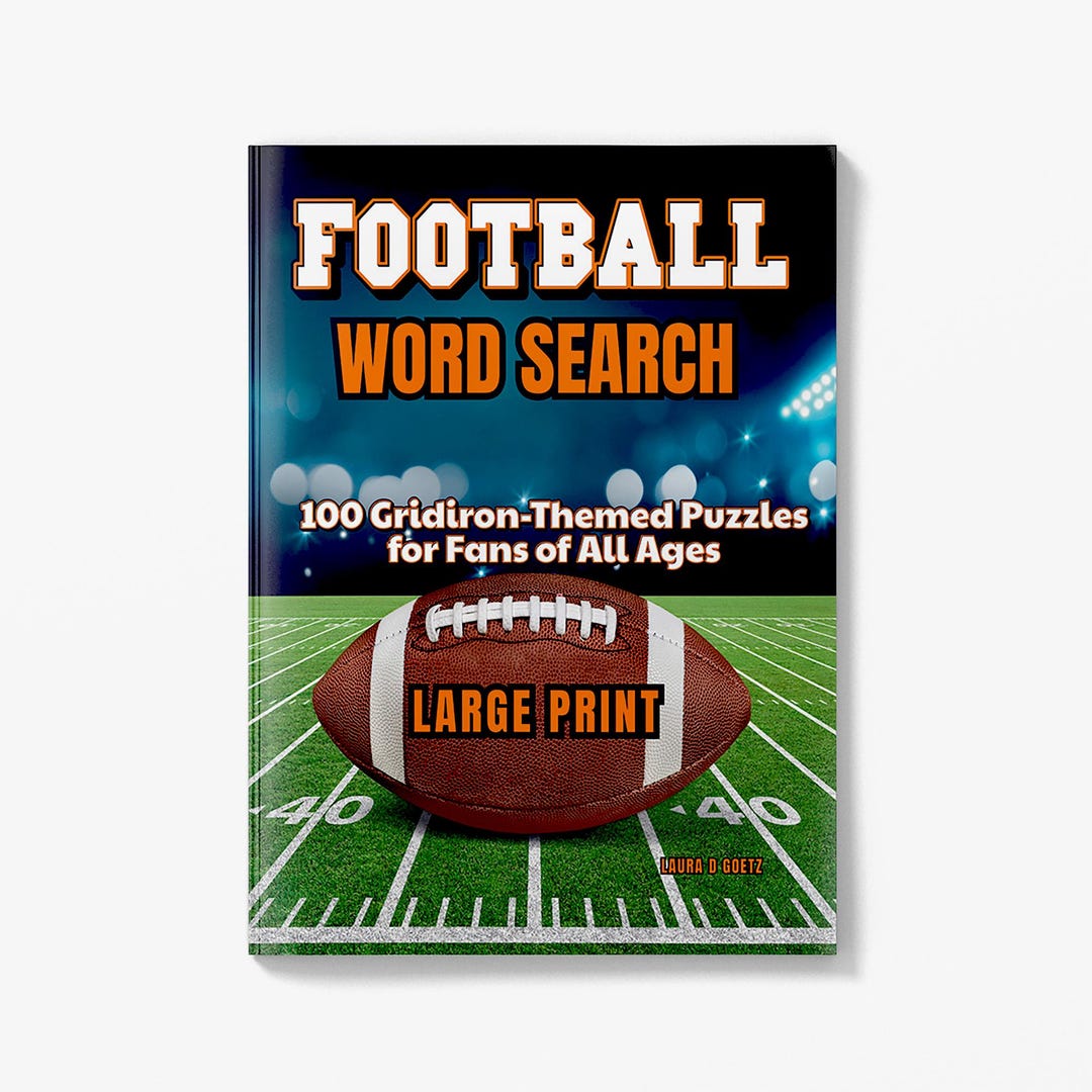 Football Word Search Puzzle Book | 100 Large Print Gridiron-themed ...