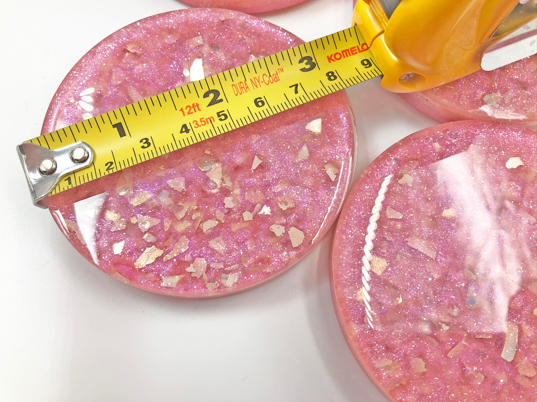 Rose Quartz Round Sparkle Resin Coasters - Etsy