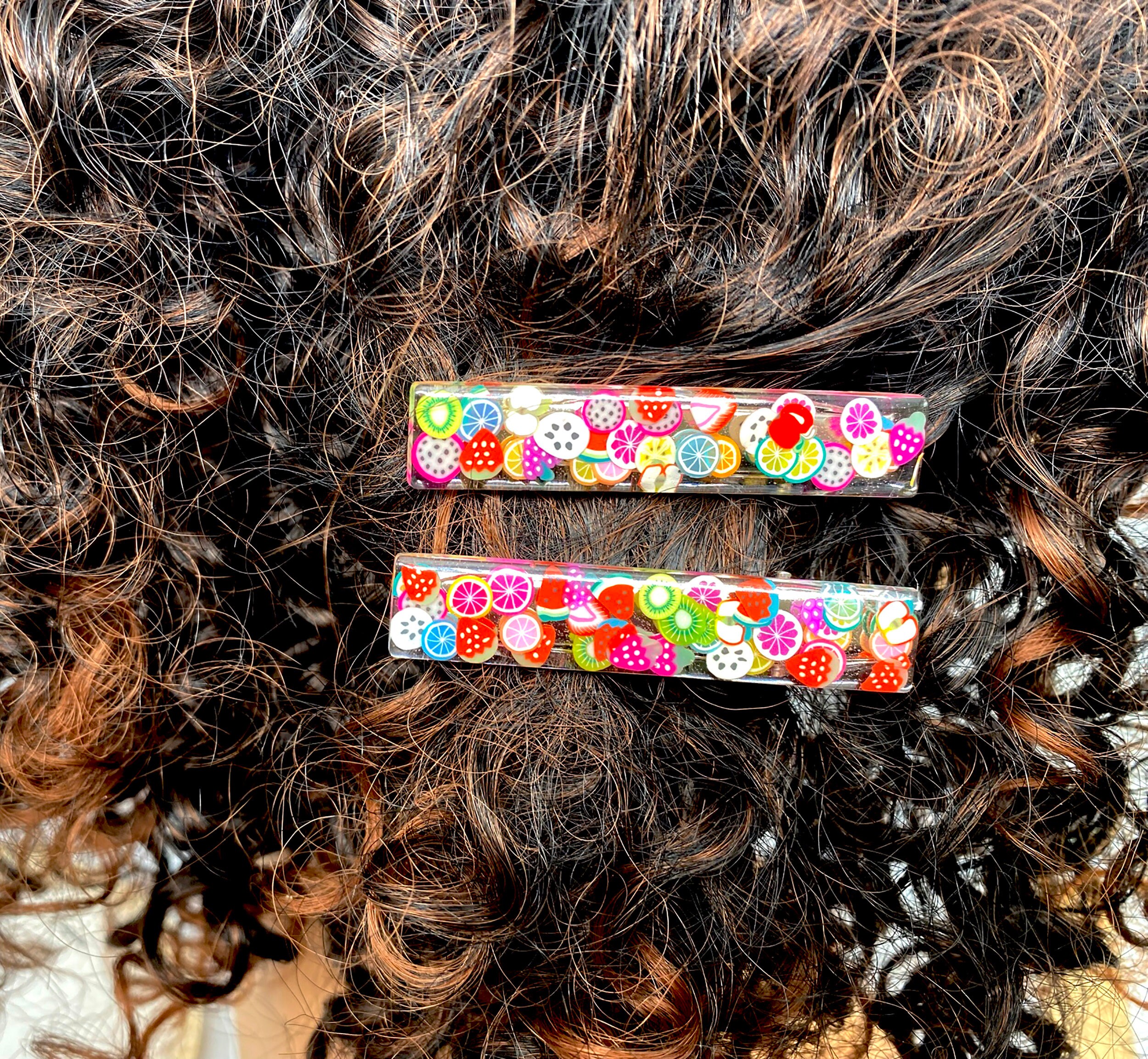 Handmade Fruit Salad Resin Hair Clips: Playful Hair Jewelry - Etsy