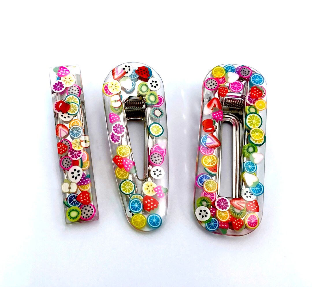 Handmade Fruit Salad Resin Hair Clips: Playful Hair Jewelry - Etsy