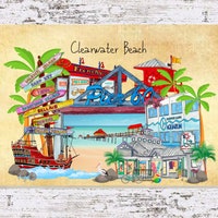 Clearwater Beach Poster, Clearwater Beach Print, Florida Art, Florida ...