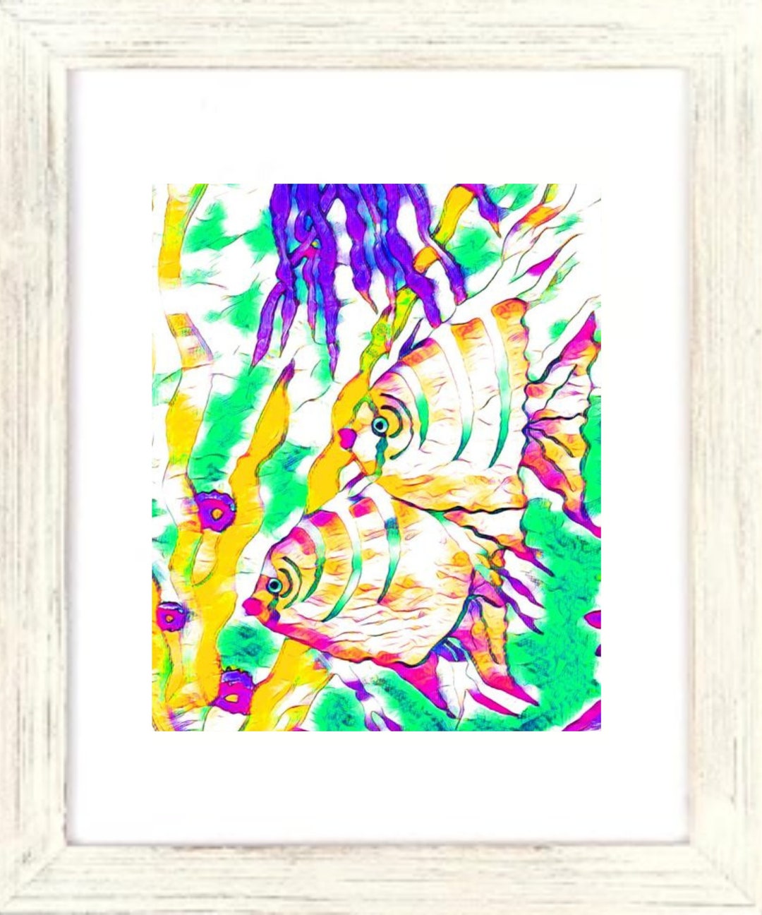 Two Angelfish Art Print, Framed Angelfish Artwork, Angelfish Art ...