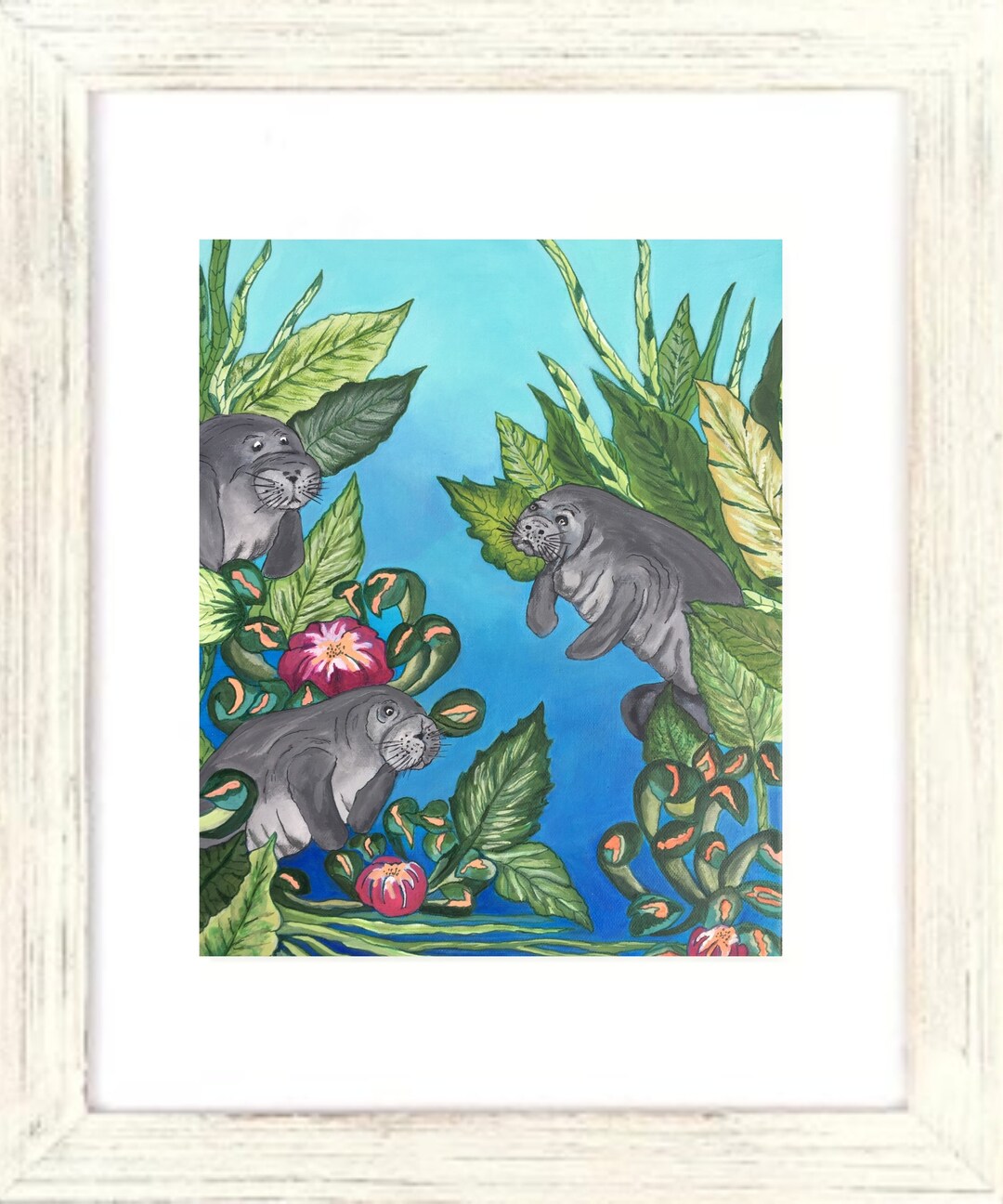 Magical Manatees Art Print, Framed Manatee Artwork, Manatee Art ...