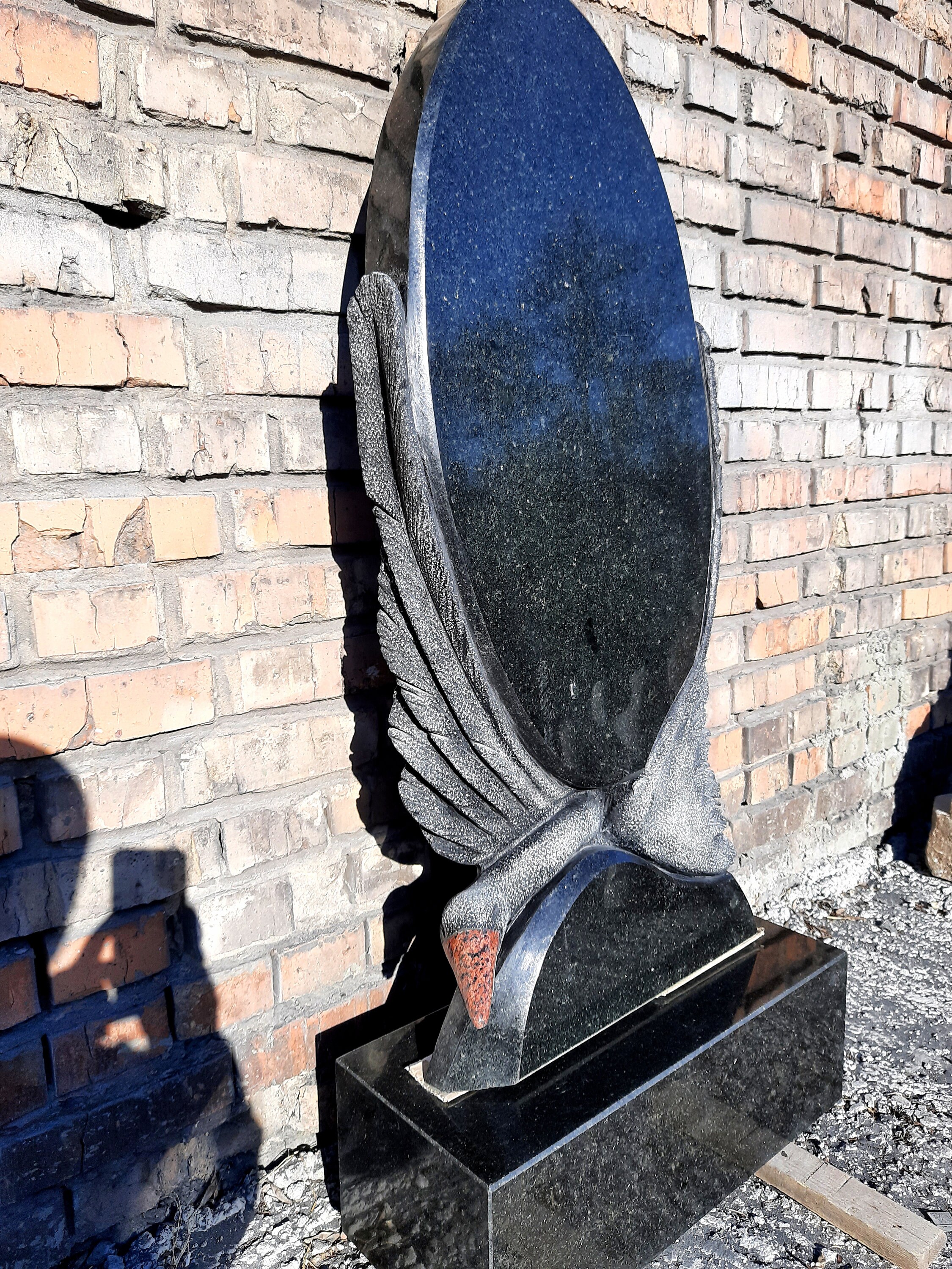 Headstone Carved of Black Granite Decorated With Swan, Affordable ...