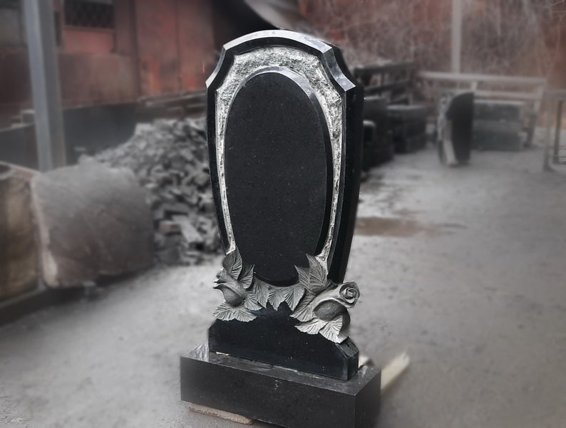 Carved Roses Headstone Made of Black Granite, Grave Stone - Etsy