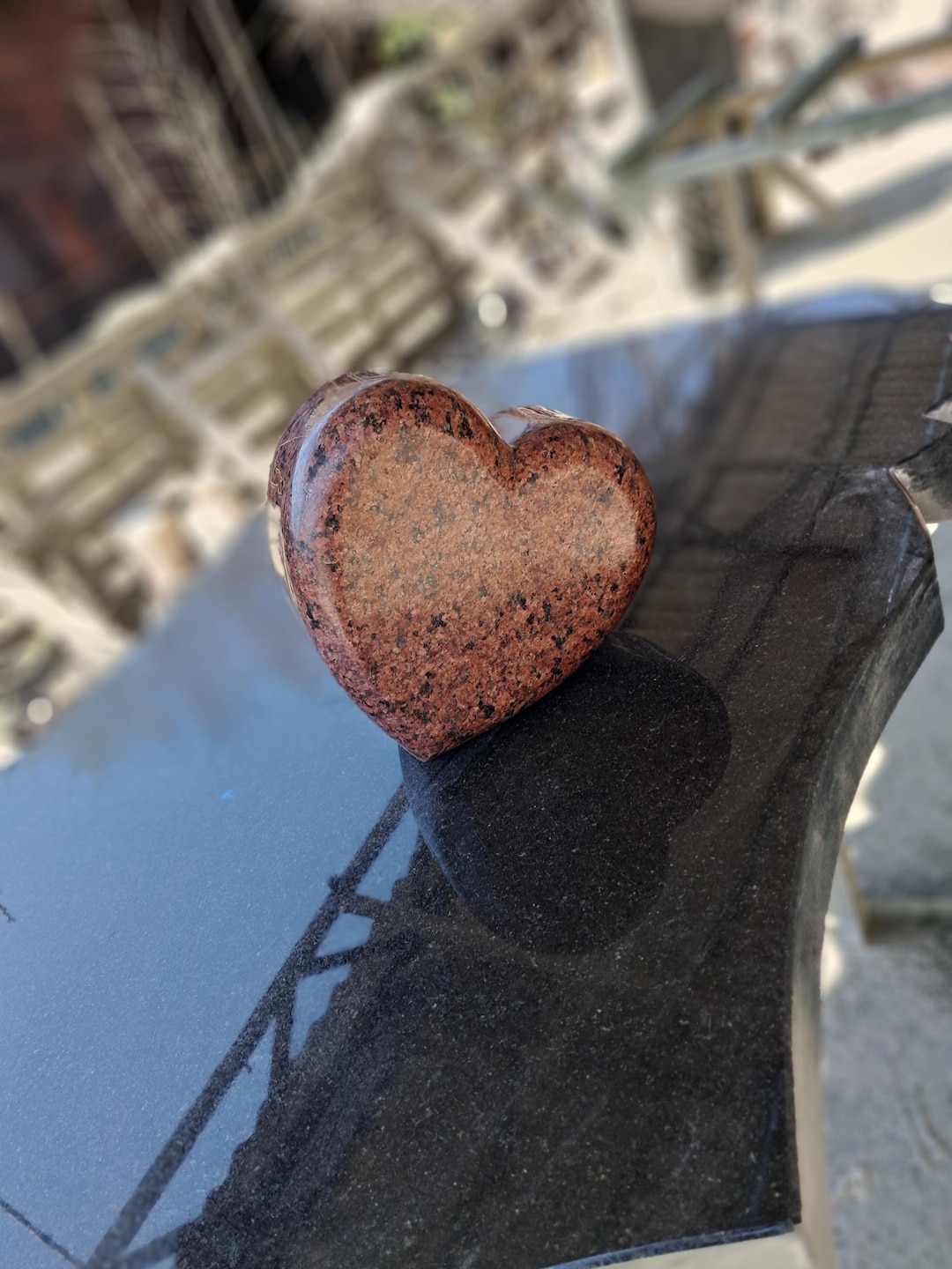 Red Granite Heart Memorial | Solid Stone Heart Sculpture | Grave ...