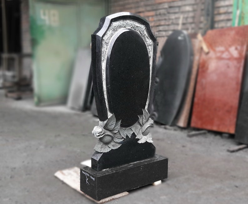 Carved Roses Headstone Made of Black Granite Grave Stone - Etsy