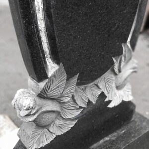 Carved Roses Headstone Made of Black Granite, Grave Stone - Etsy