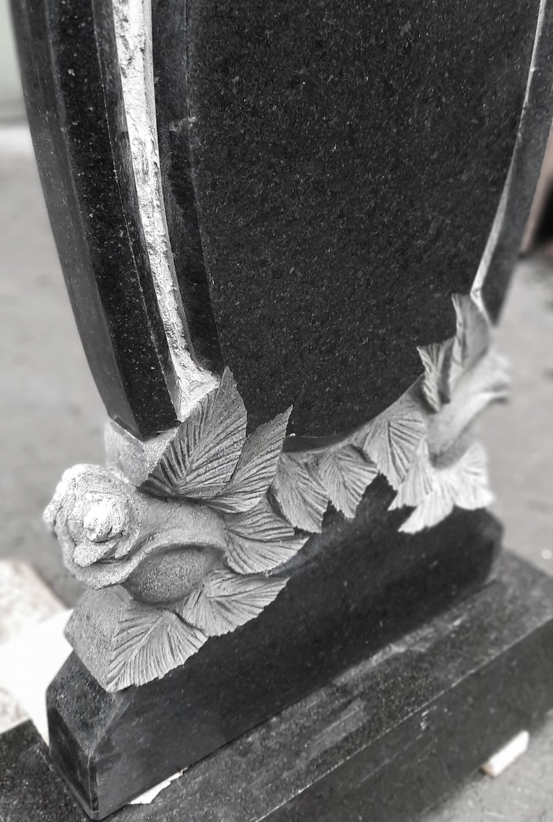Carved Roses Headstone Made of Black Granite Grave Stone - Etsy