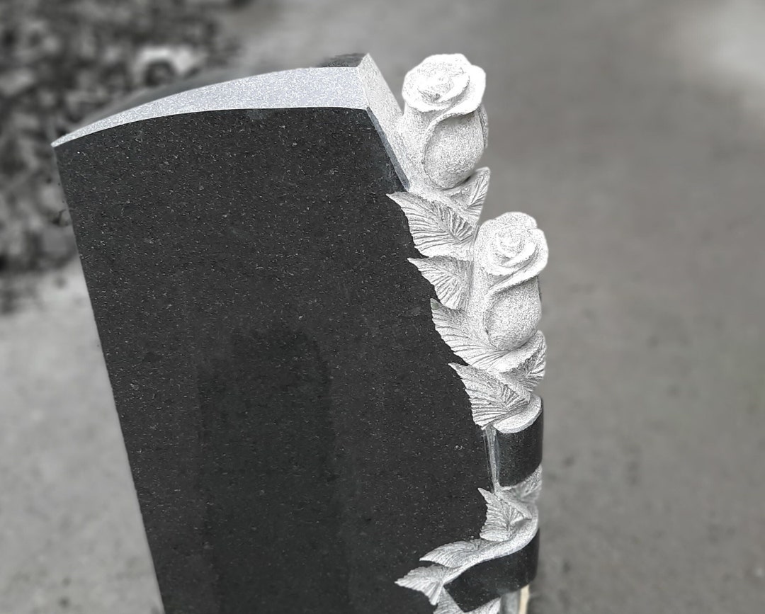 Carved Roses Headstone Made of Black Granite, Grave Stone - Etsy