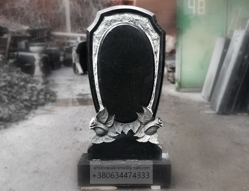 Carved Roses Headstone Made of Black Granite, Grave Stone - Etsy