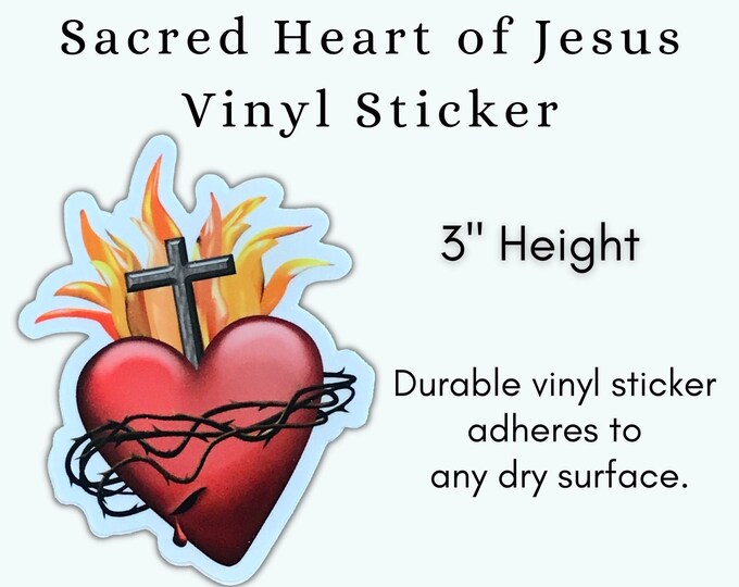 Most Sacred Heart of Jesus Catholic Vinyl Sticker, Decals for Laptop ...