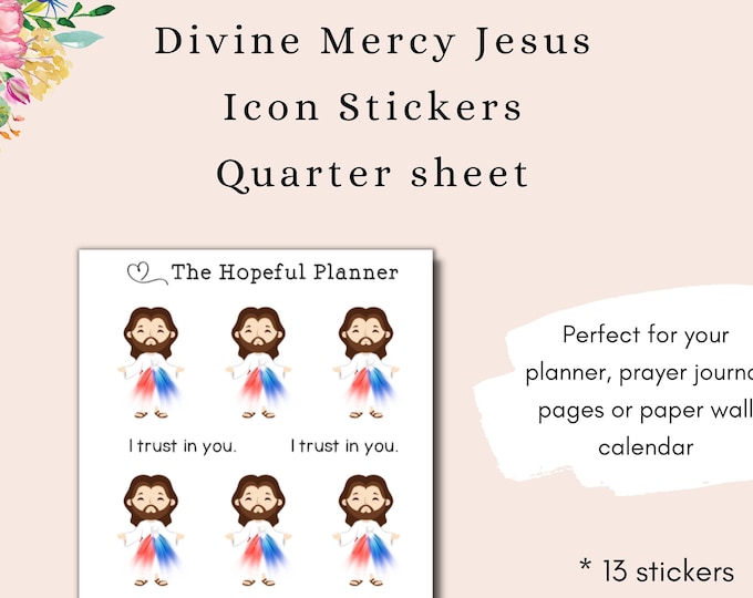 Jesus Divine Mercy Icon Stickers Catholic Devotion / Prayer Reminders ...