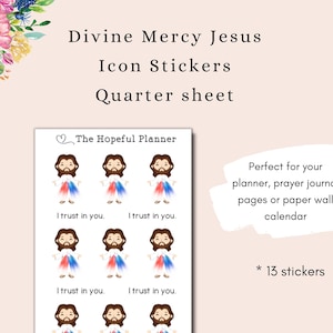 Jesus Divine Mercy Icon Stickers - Catholic Devotion / Prayer Reminders ...