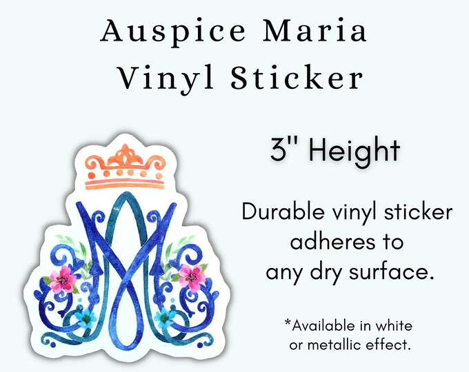 Auspice Maria Icon Catholic Watercolor Vinyl Decal Sticker - Catholic ...