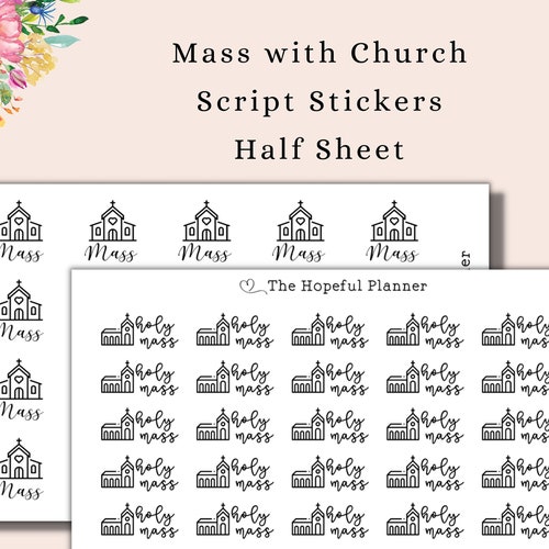 Mass and Church Icon Stickers Catholic Sticker Sheets for | Etsy
