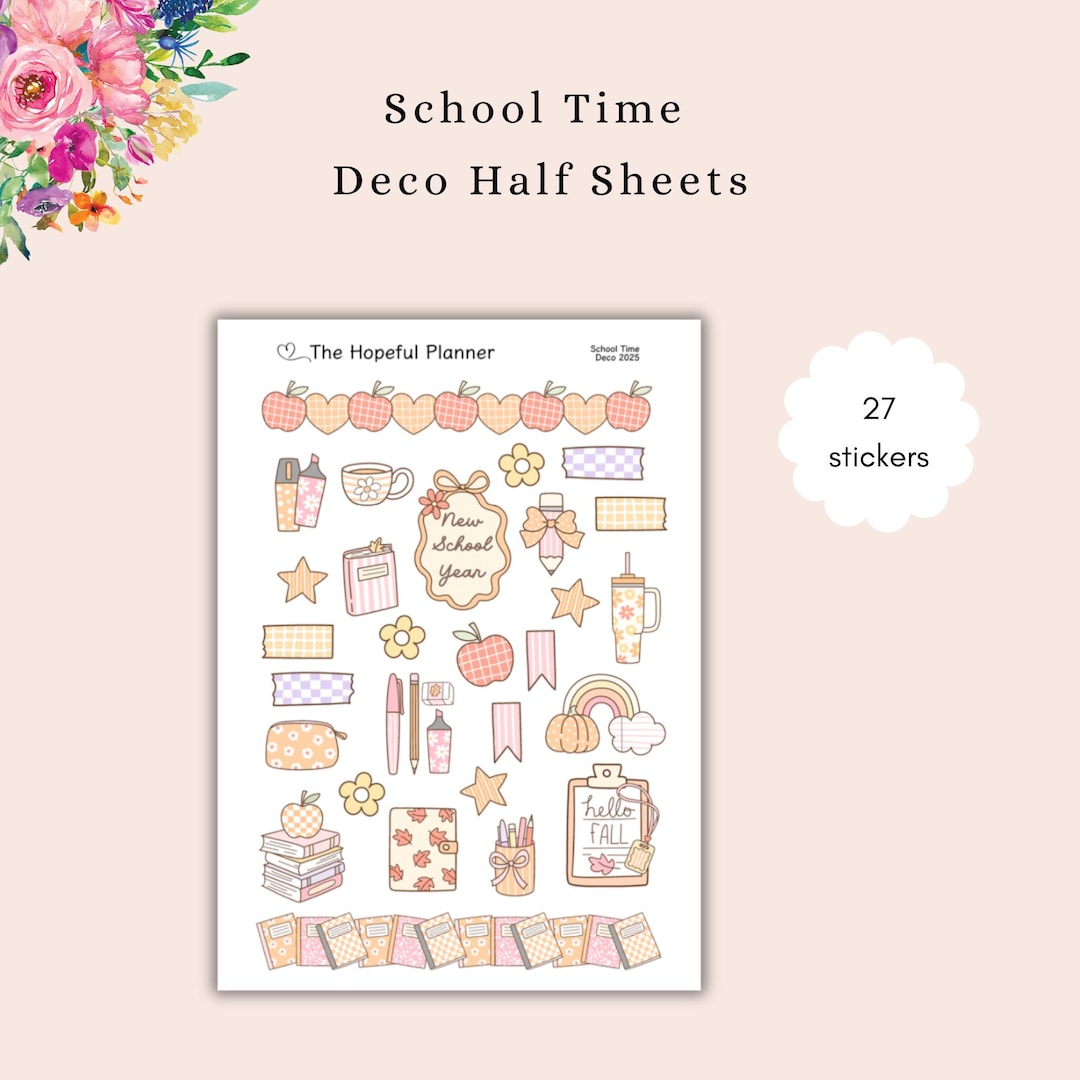 2025 School Time Deco Stickers - Cute Back to School Themed Stickers ...