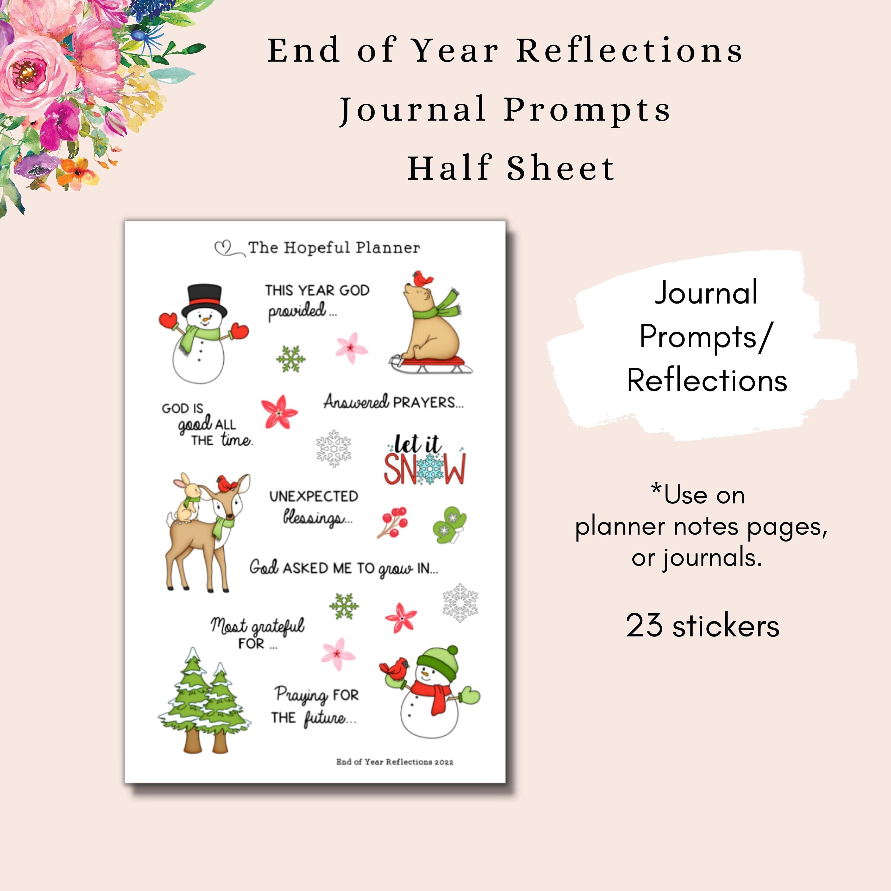 End of Year Reflection Sticker Sheet Winter Theme Journal - Etsy