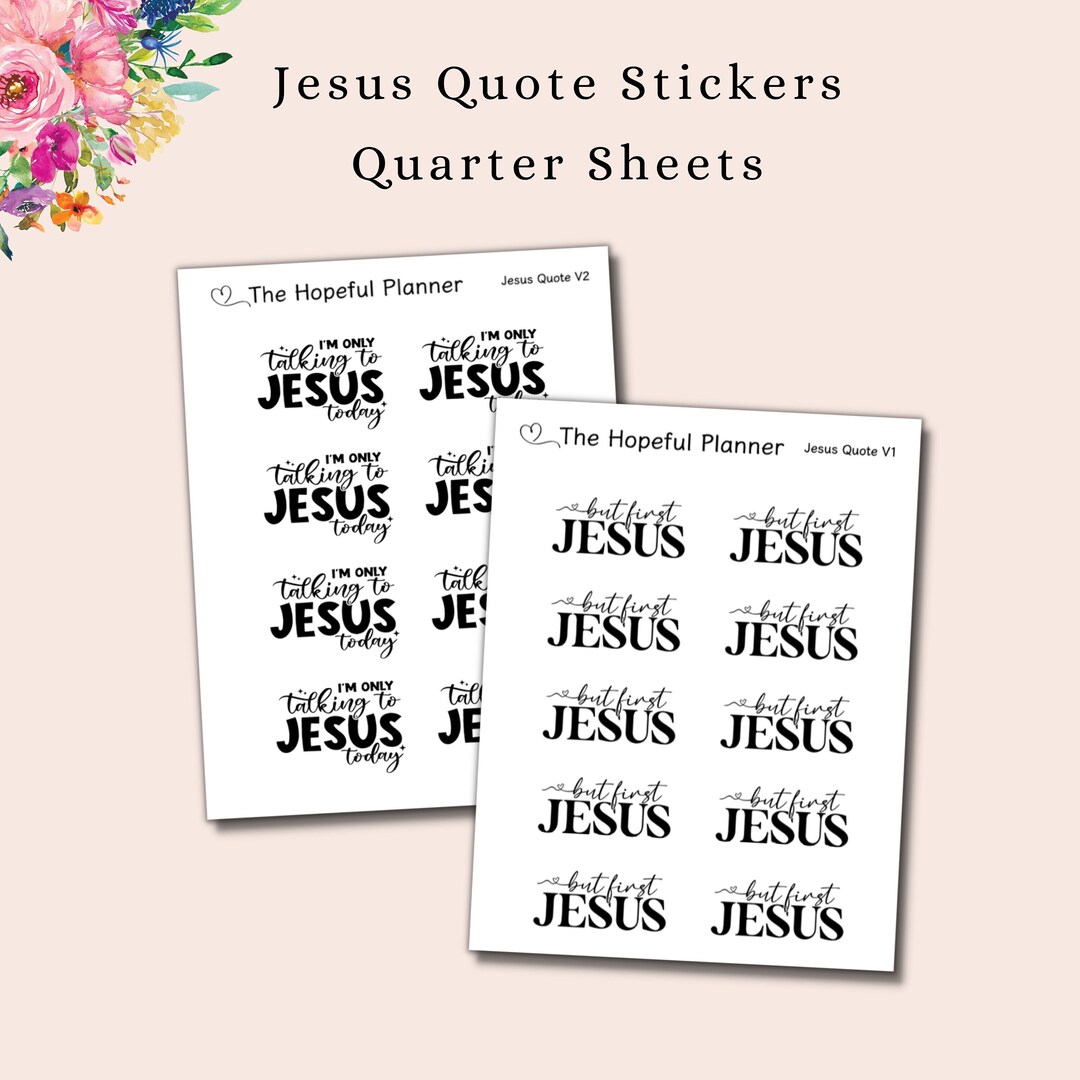 Jesus Quote Sticker Sheets - Fun Christian Quote Stickers for Planners ...