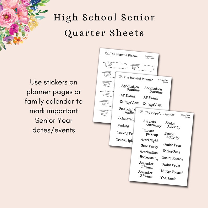 2024 High School Senior Year Sticker Sheets - Senior Year Activities ...
