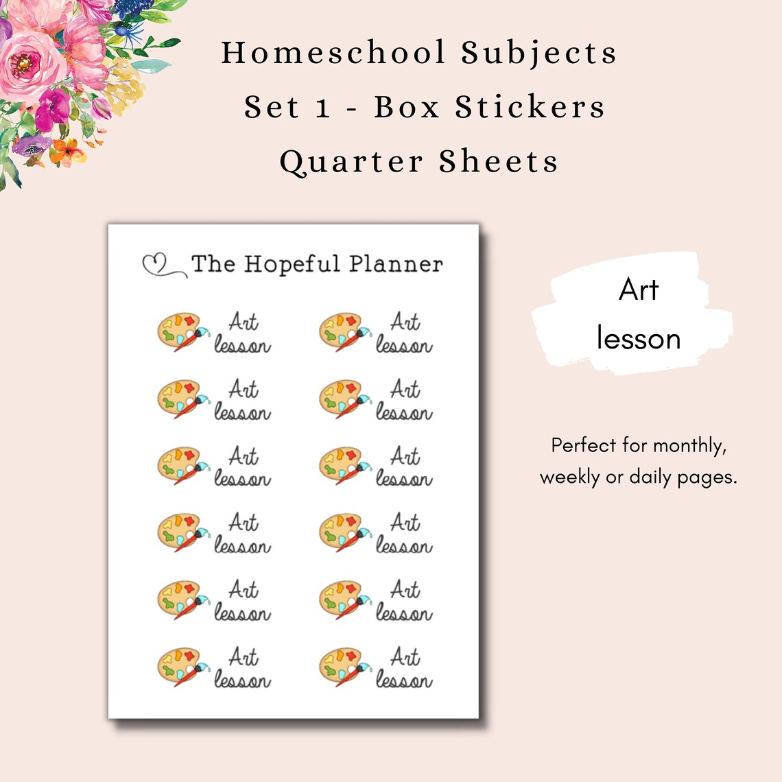 Homeschool Subjects Set 1 Stickers - Lesson Subject Box Stickers ...