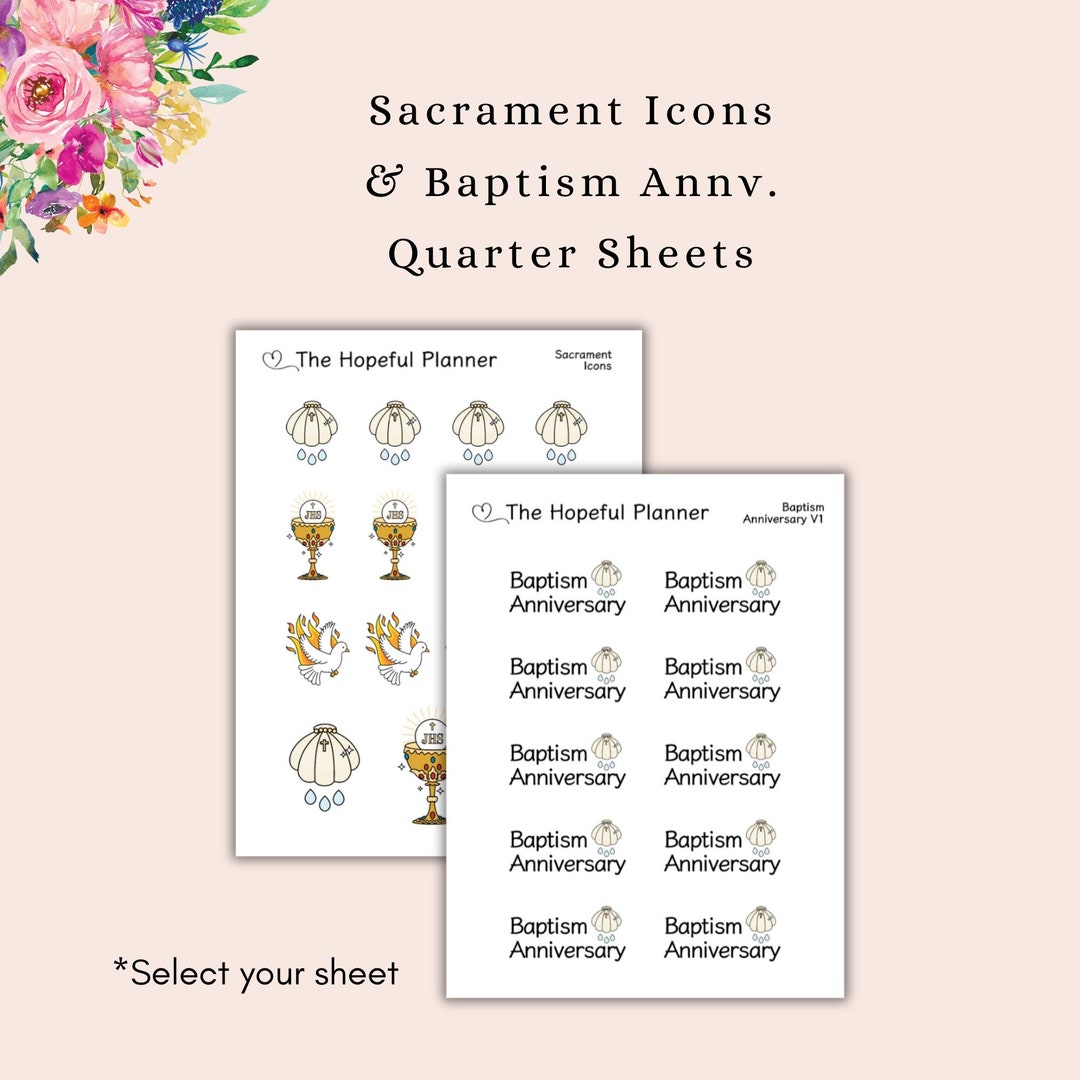 Sacrament Icons & Baptism Anniversary Stickers - Baptism, Communion ...