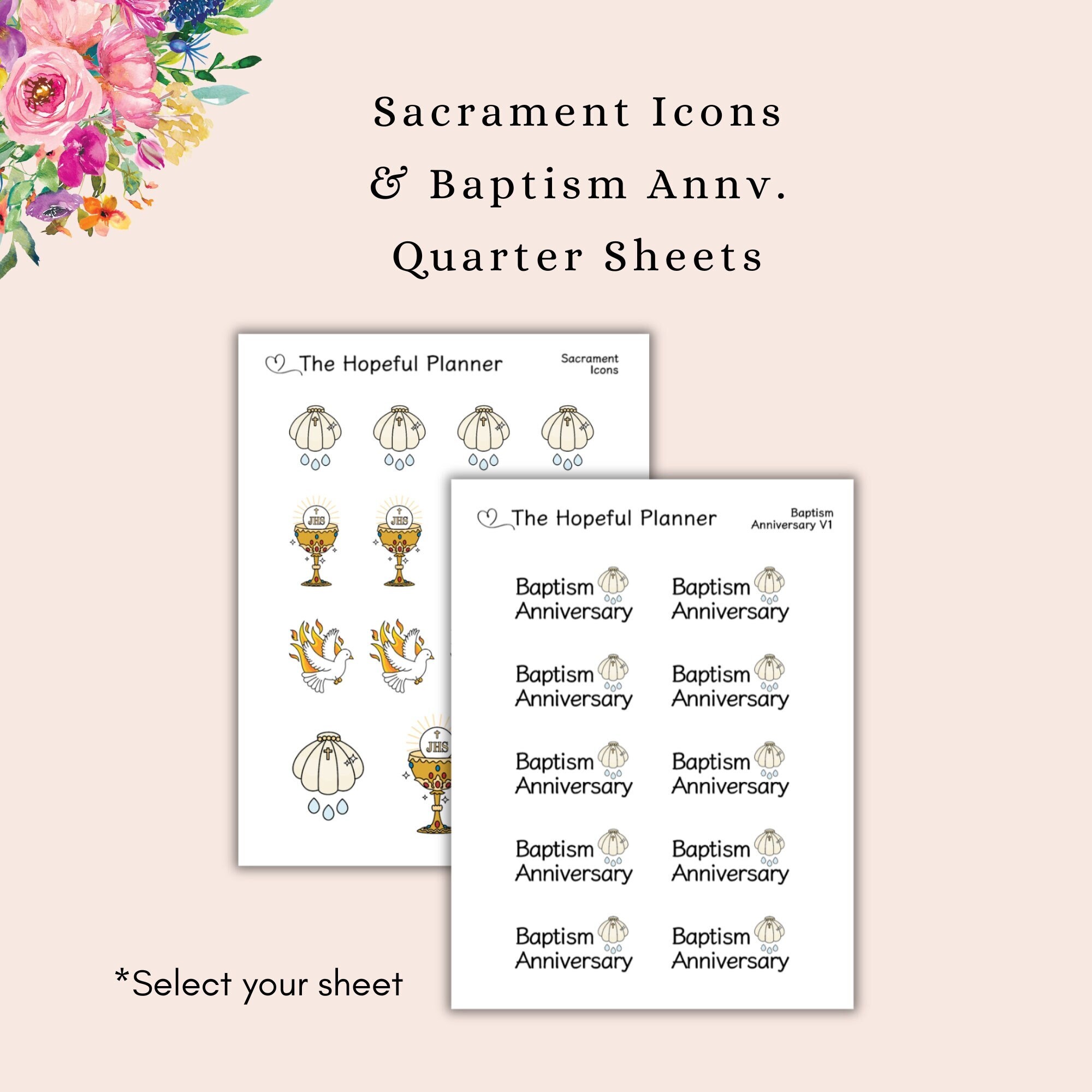 Sacrament Icons & Baptism Anniversary Stickers - Baptism, Communion ...