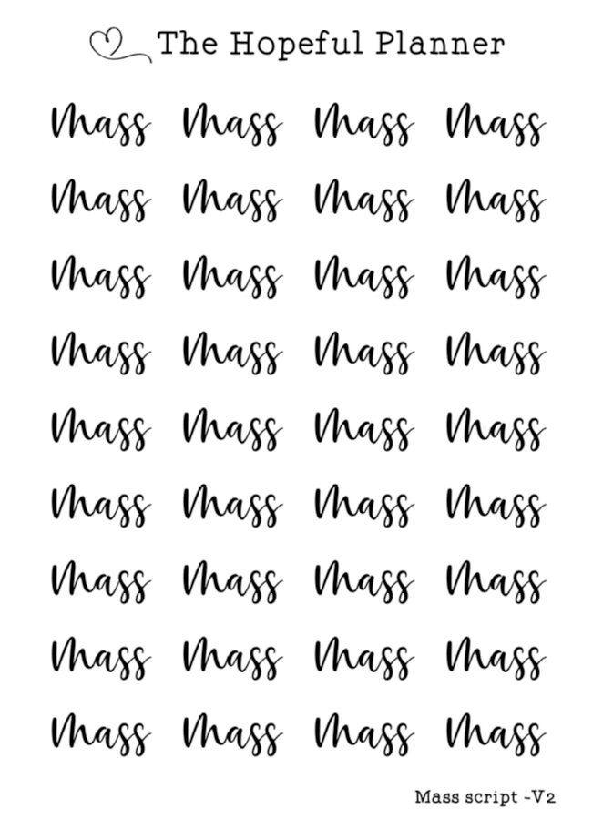 Mass script stickers Catholic sticker sheets for Planners | Etsy