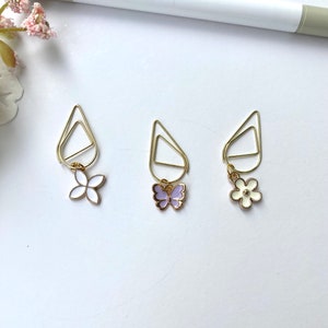 Flower Charm and Small Gold Paperclip Planner / Journal Teardrop ...