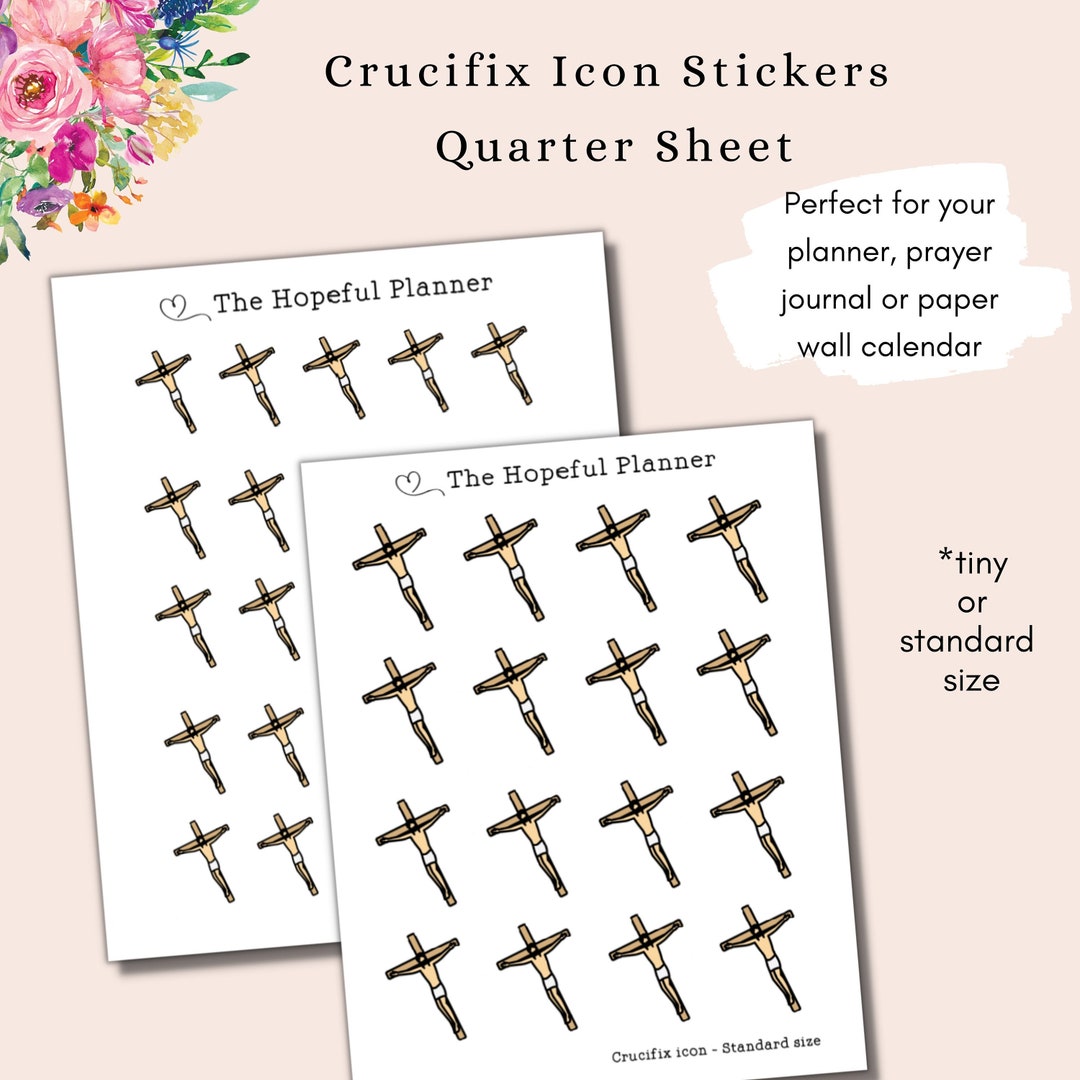 Crucifix Stickers for Planner, Prayer Journal or Paper Wall Calendar ...