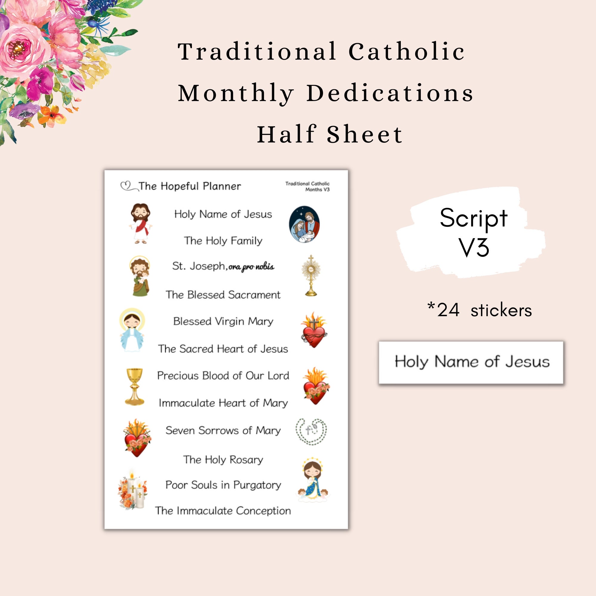 Catholic Planner Stickers: Traditional Month Dedication, 2024 ...