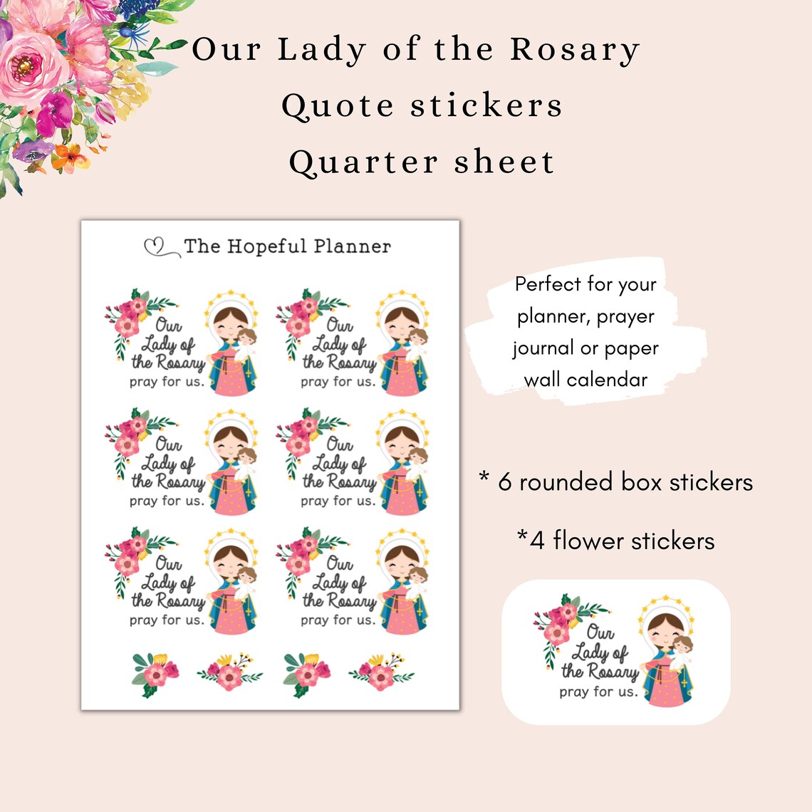 Our Lady of the Rosary Icon Stickers Marian Feast Day - Etsy