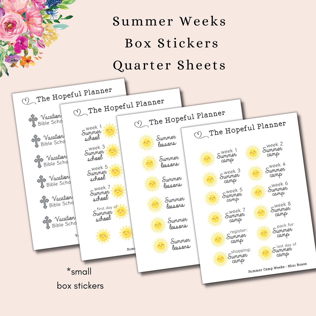 Summer Camp, Lesson, School Sticker Sheets - Small Box Stickers ...