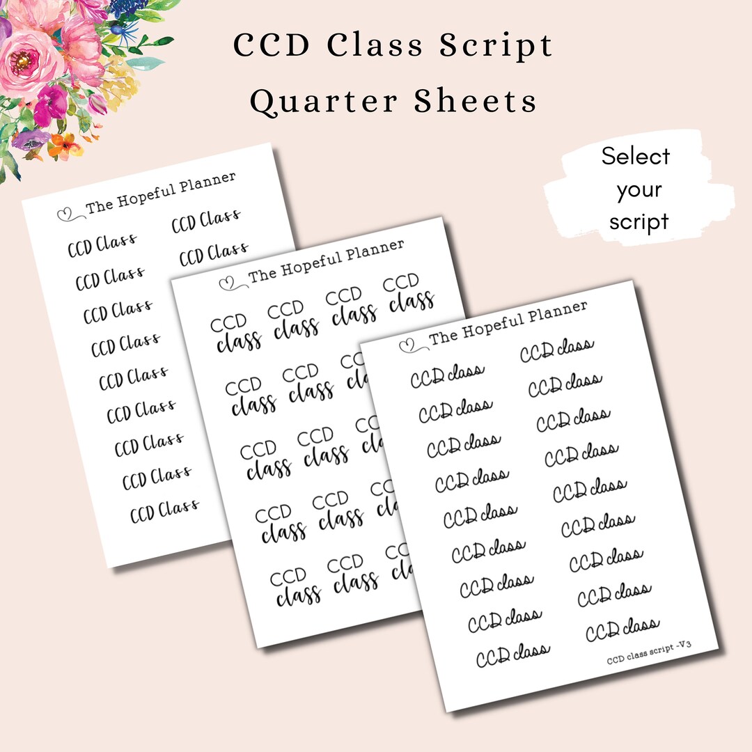 CCD Class Script Stickers - Catechism Teacher / Student Class Reminder ...