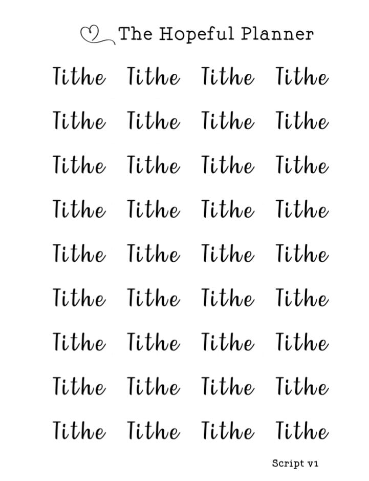 Tithe Script sticker Almsgiving Reminder Christian planner | Etsy