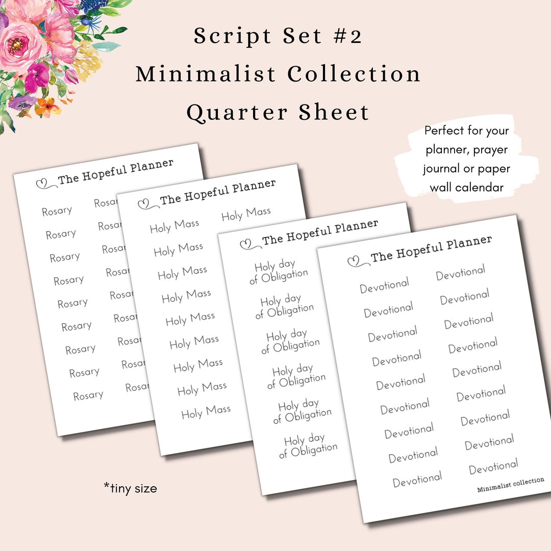 Christian Script Set 2 Sticker Sheets Minimalist Collection Stickers ...