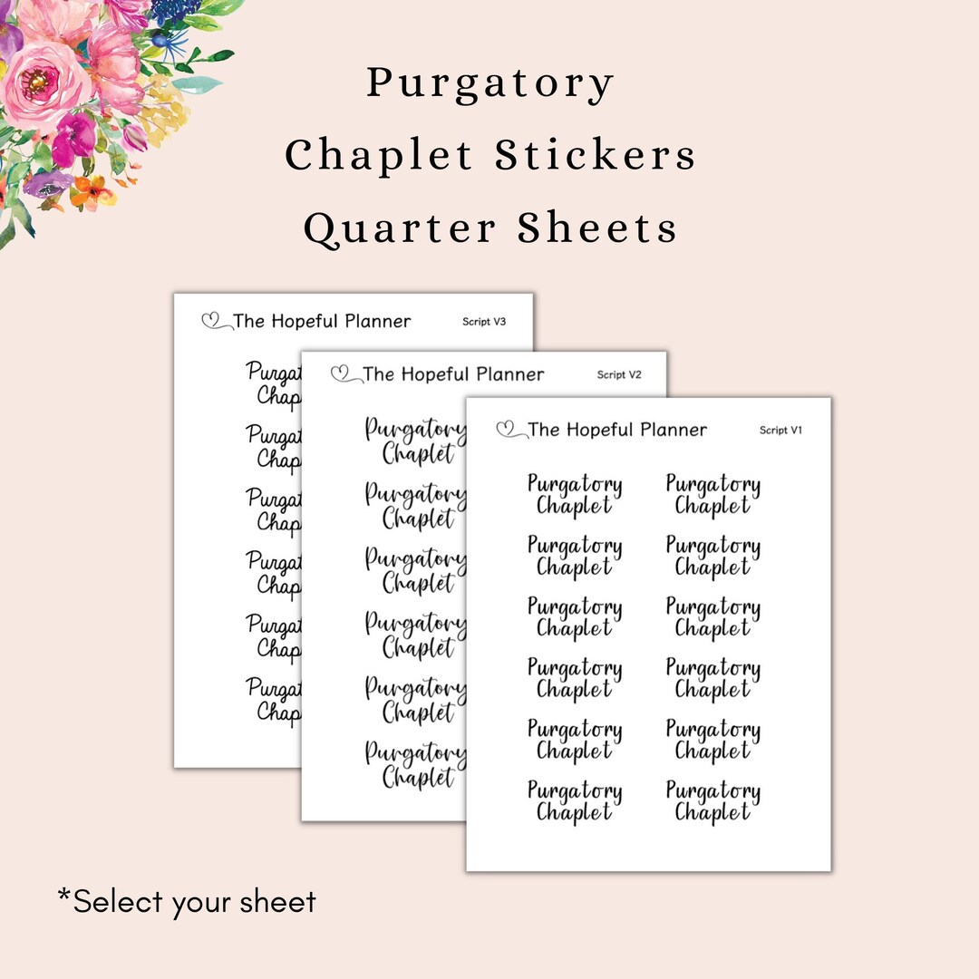 Purgatory Chaplet Sticker Sheets - Prayer Reminder Stickers - Christian ...