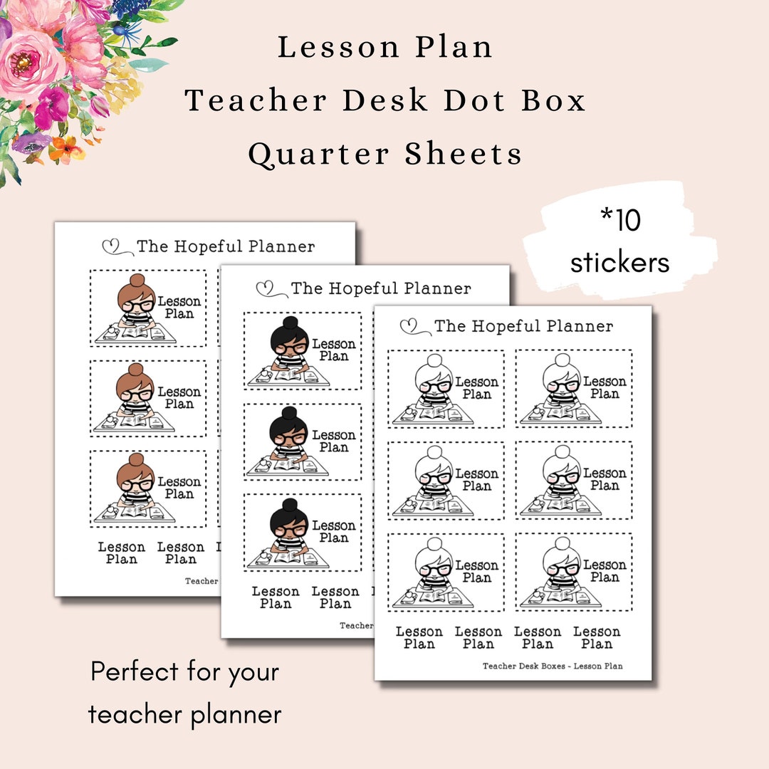 Lesson Plan Sticker Sheets - Teacher Desk Dot Box Stickers - Stickers ...