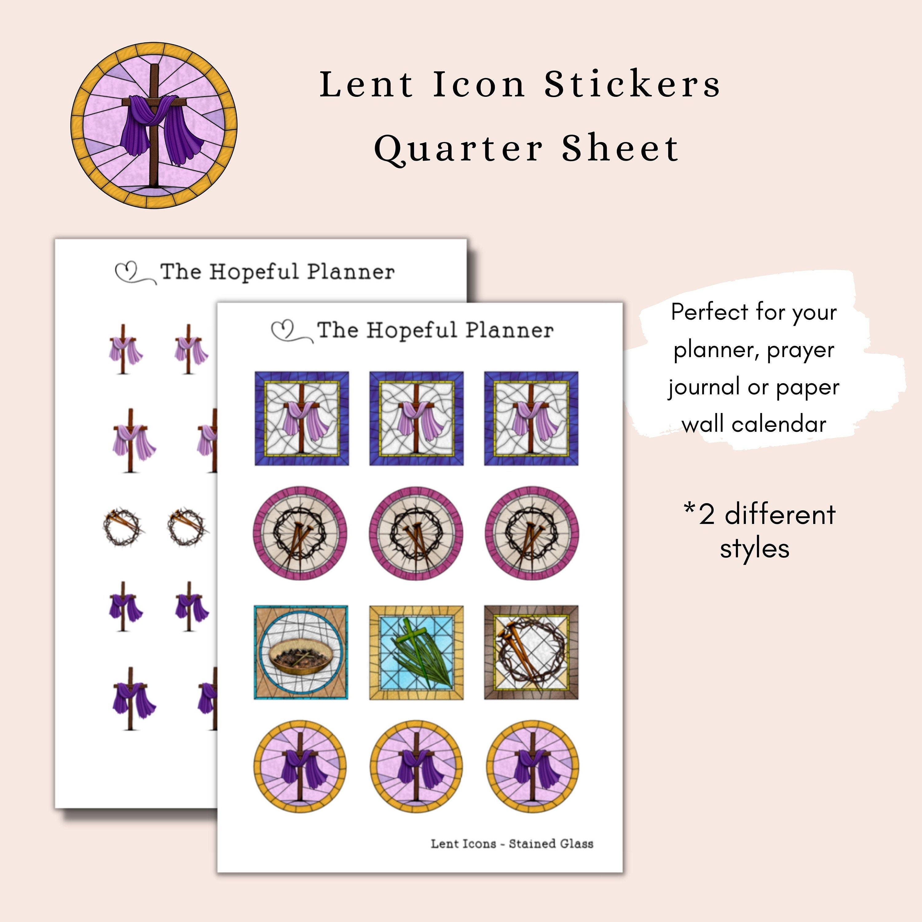 Lent Icon Sticker Sheets Ash Wednesday / Good Friday | Etsy
