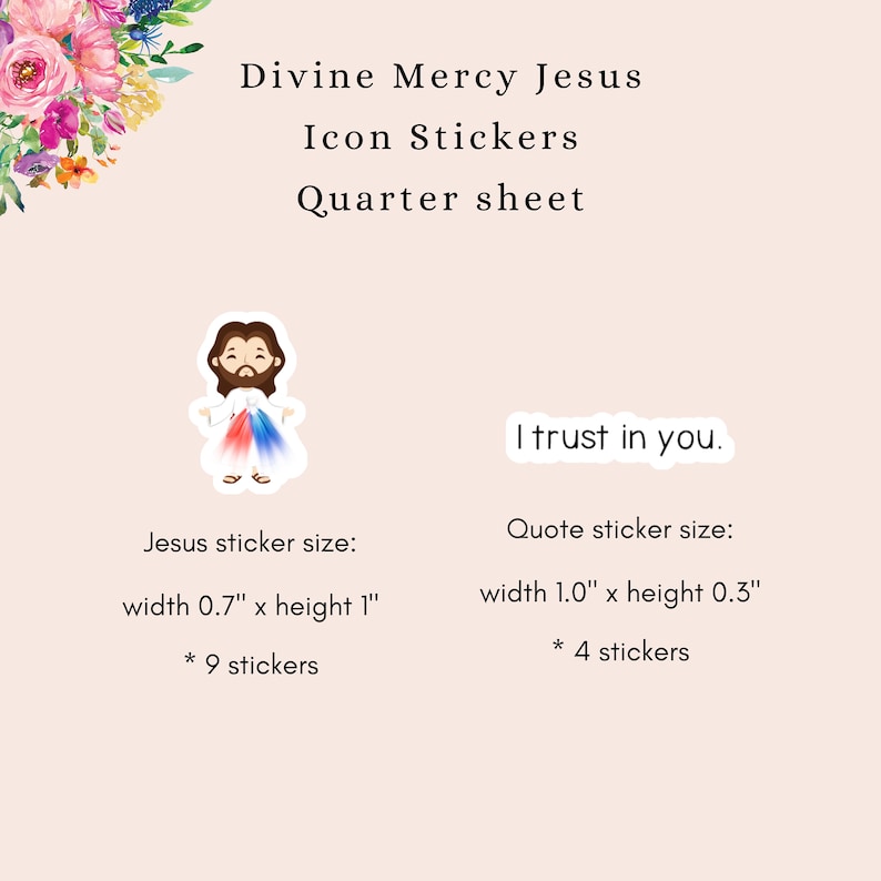 Jesus Divine Mercy Icon Stickers - Catholic Devotion / Prayer Reminders ...