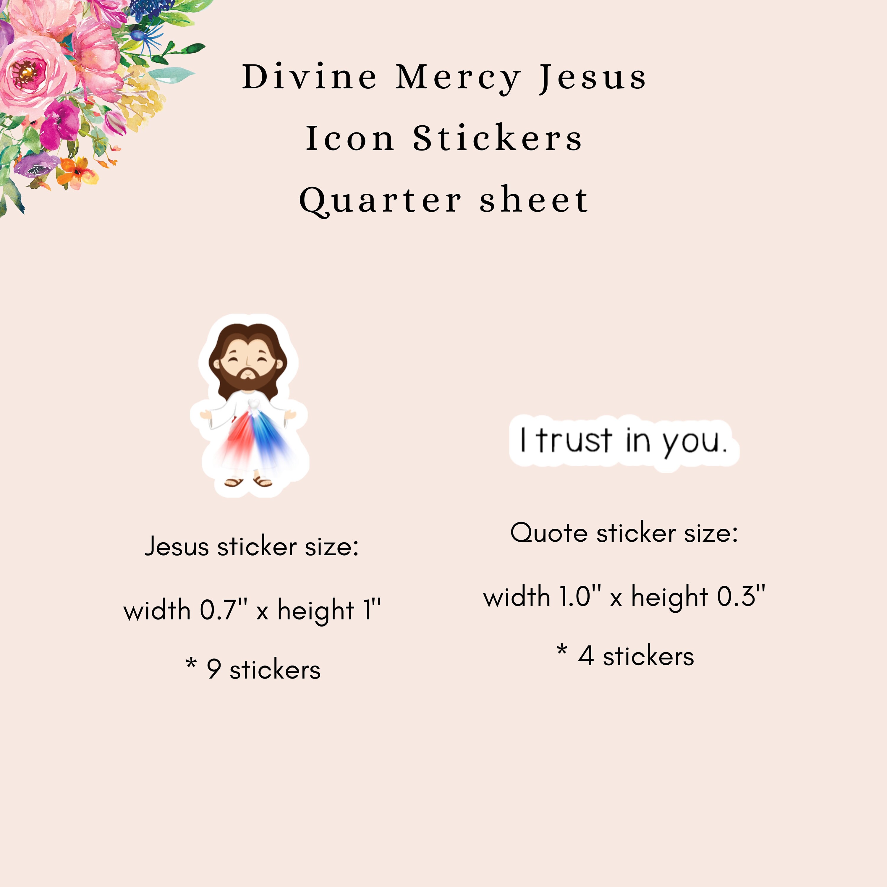Jesus Divine Mercy Icon Stickers - Catholic Devotion / Prayer Reminders ...