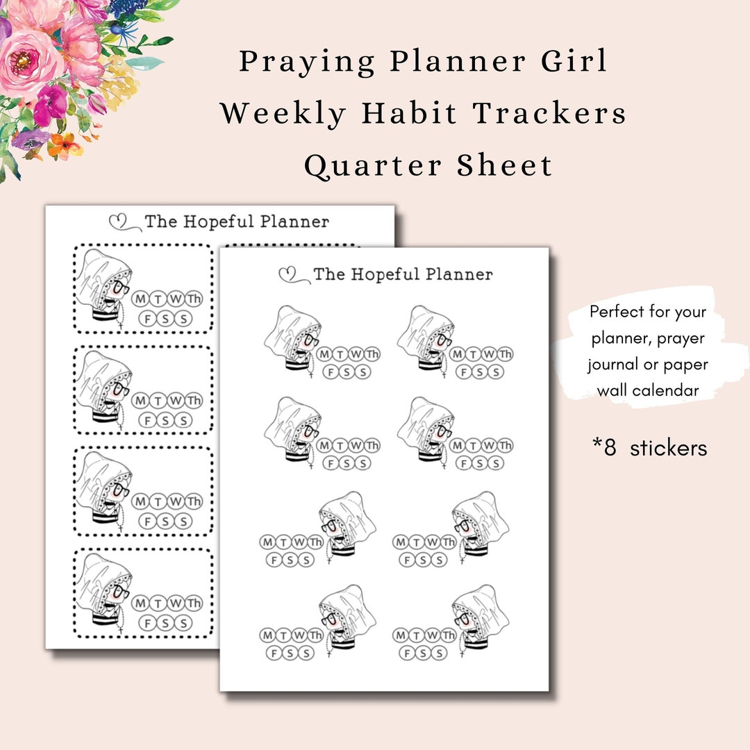 Praying Planner Girl Habit Tracker Stickers Weekly Prayer Reminder ...