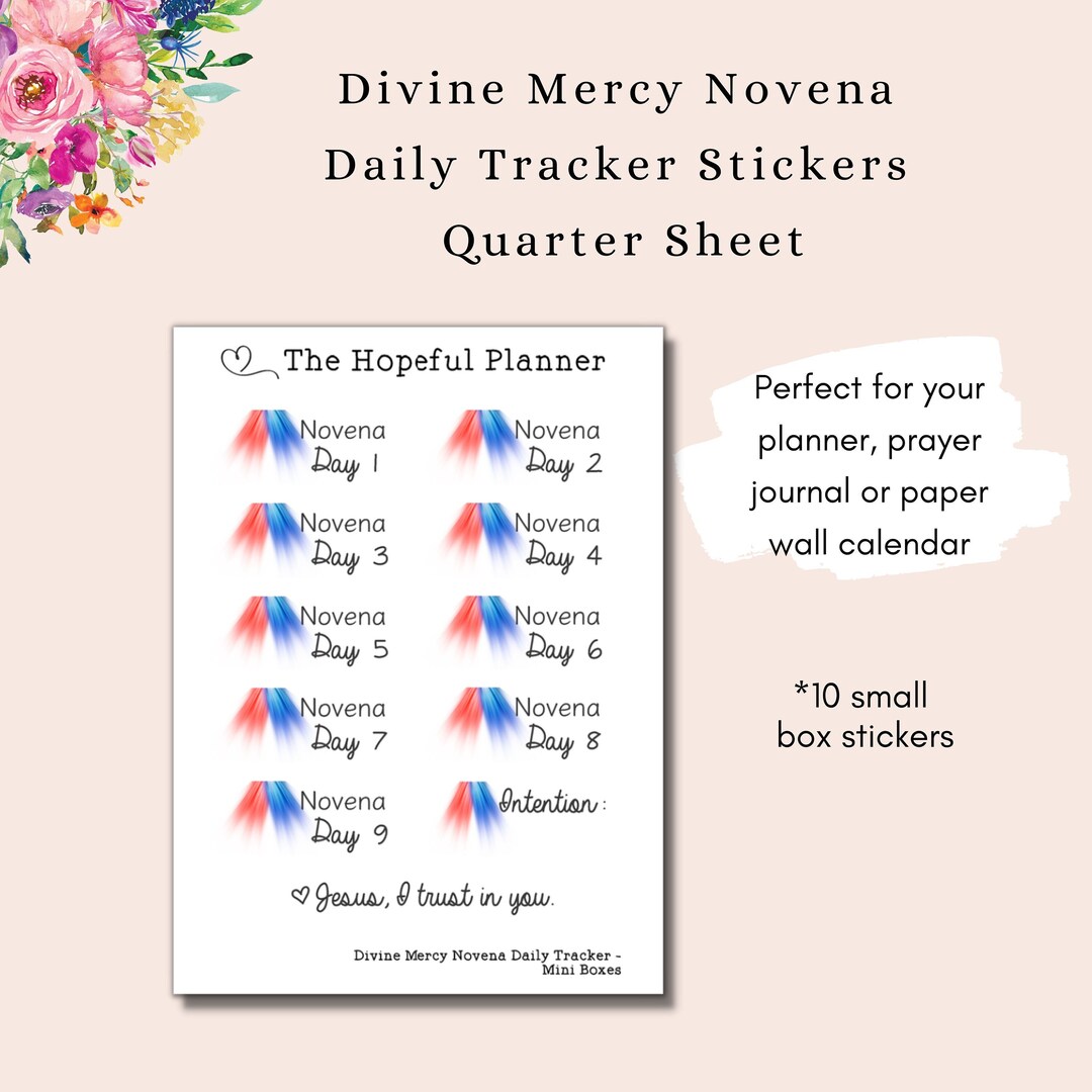 Divine Mercy Daily Novena Tracker Stickers - Catholic Devotion / Prayer ...