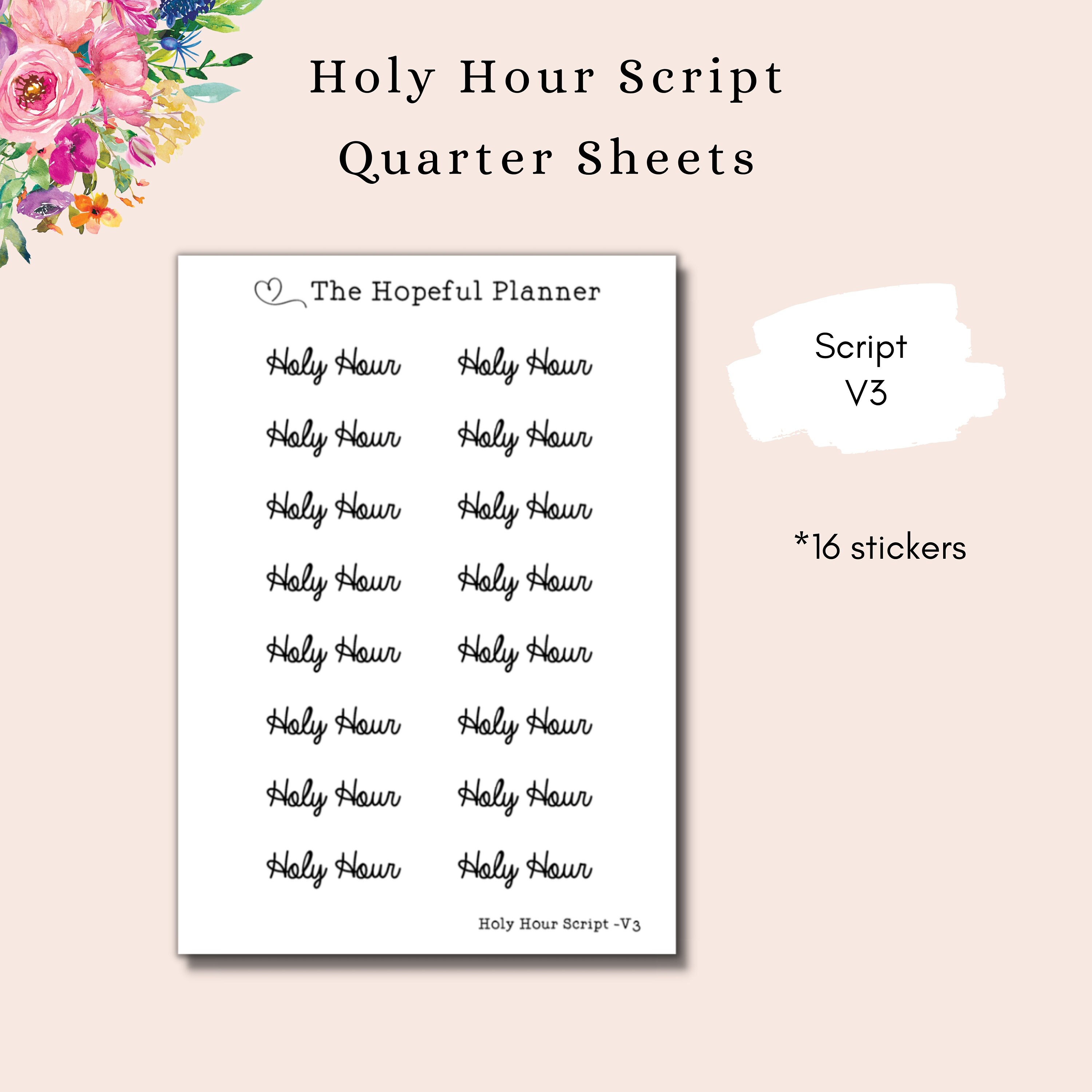 Holy Hour Script Sticker Sheets Catholic Devotion Planner - Etsy