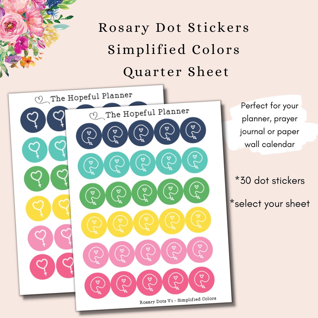 Rosary Dot Stickers - Simplified Colors - Catholic Devotion Reminder ...
