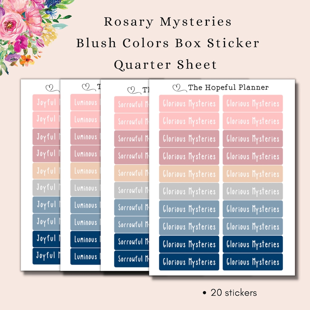 Mysteries of the Rosary Planner Sticker Sheets - Blush Collection ...