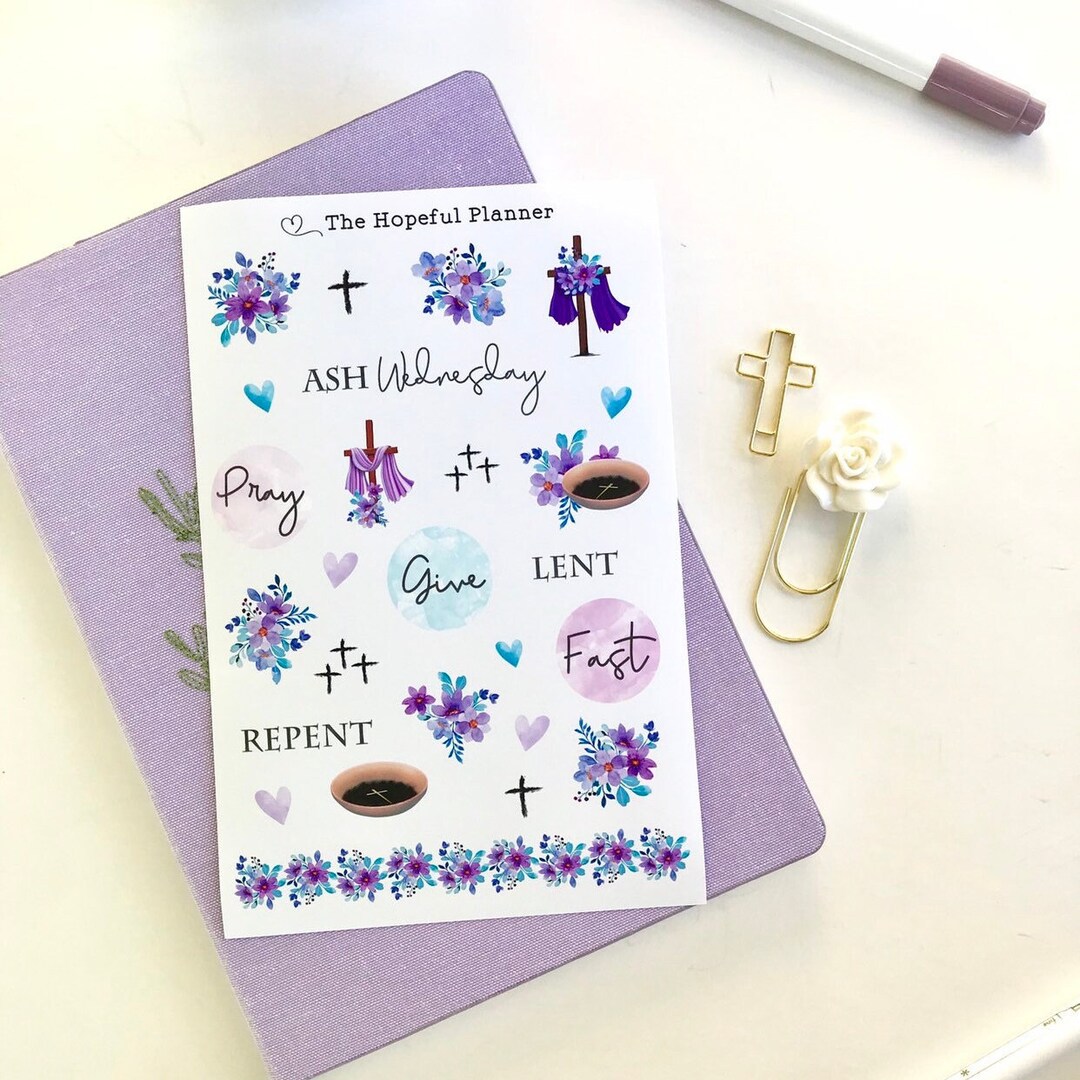 Ash Wednesday Decorative Sticker Sheet - Liturgical Faith Stickers for ...