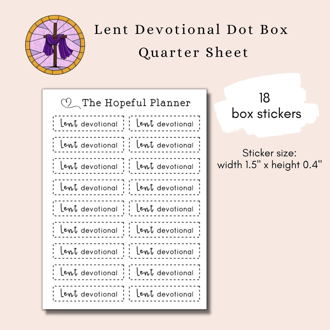 Lent Devotional Dot Box Sticker Sheet Lenten Journaling Stickers ...