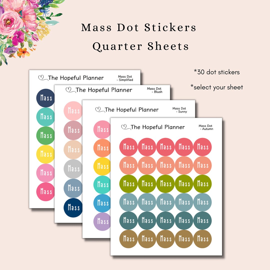 Mass Dot Sticker Sheets - Mass Reminder Stickers - Catholic Planner ...