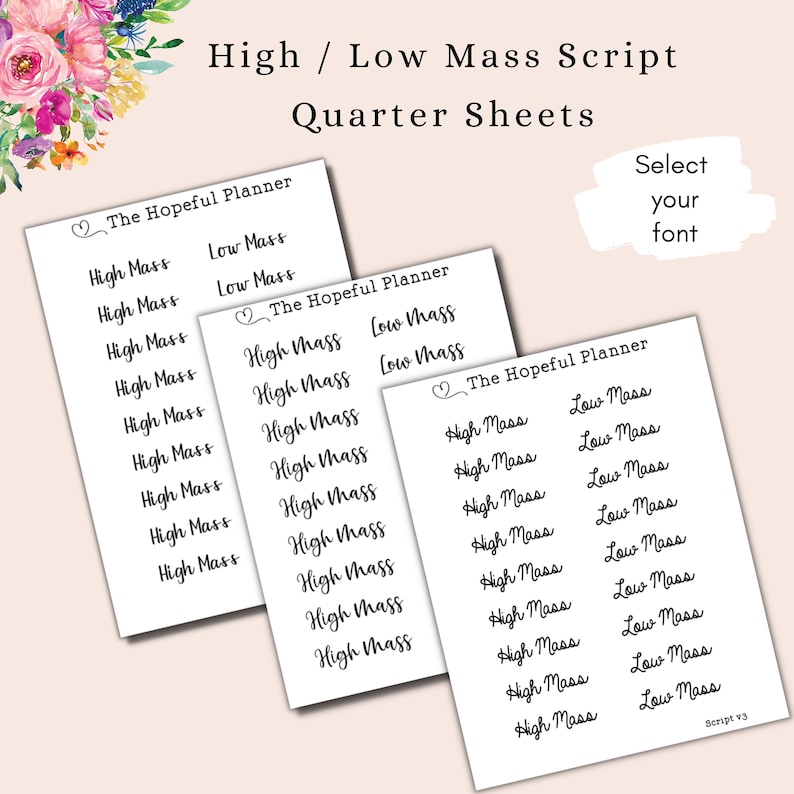 High Mass / Low Mass Script Stickers Traditional Catholic - Etsy